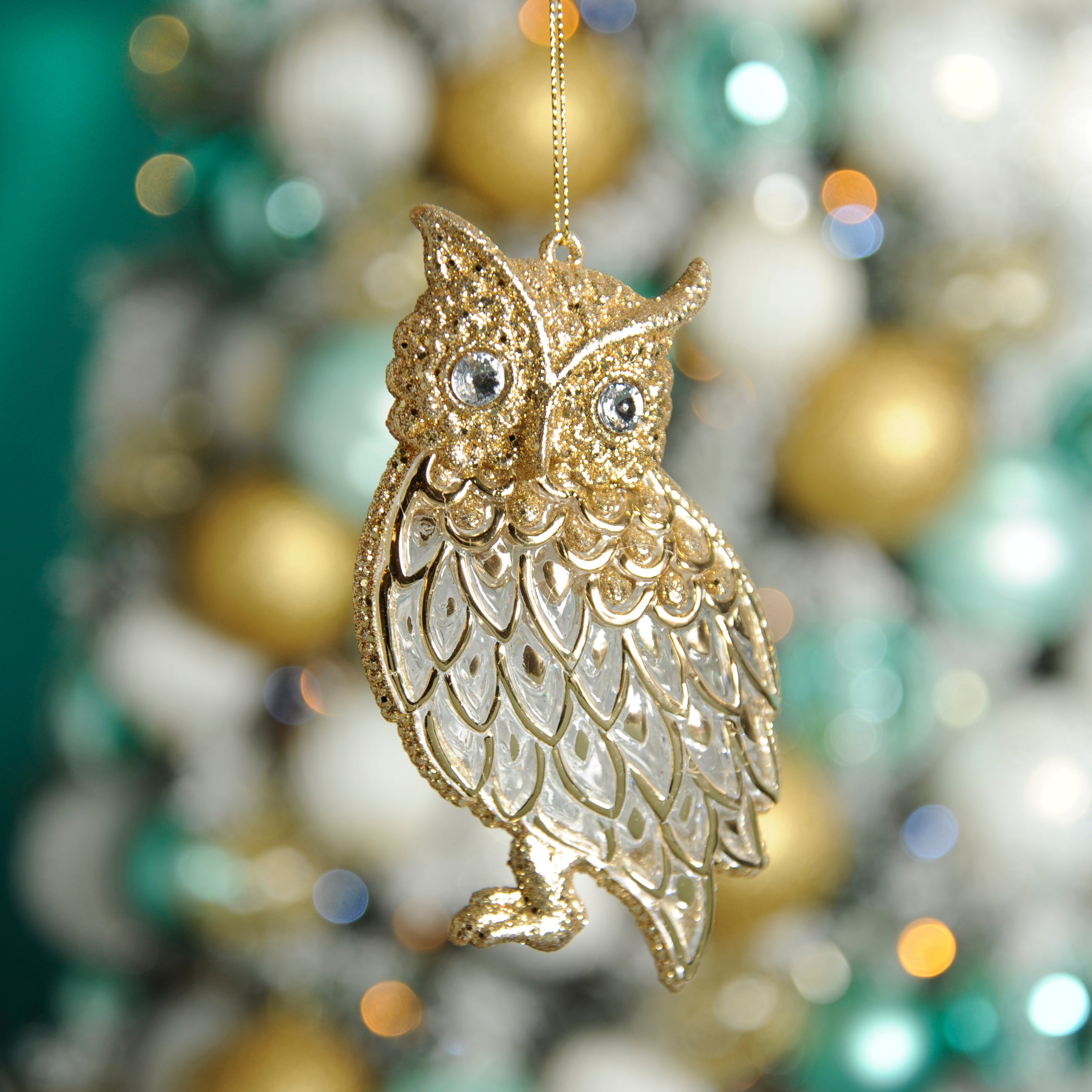 Clear and Gold Owl Decoration | Pines and Needles