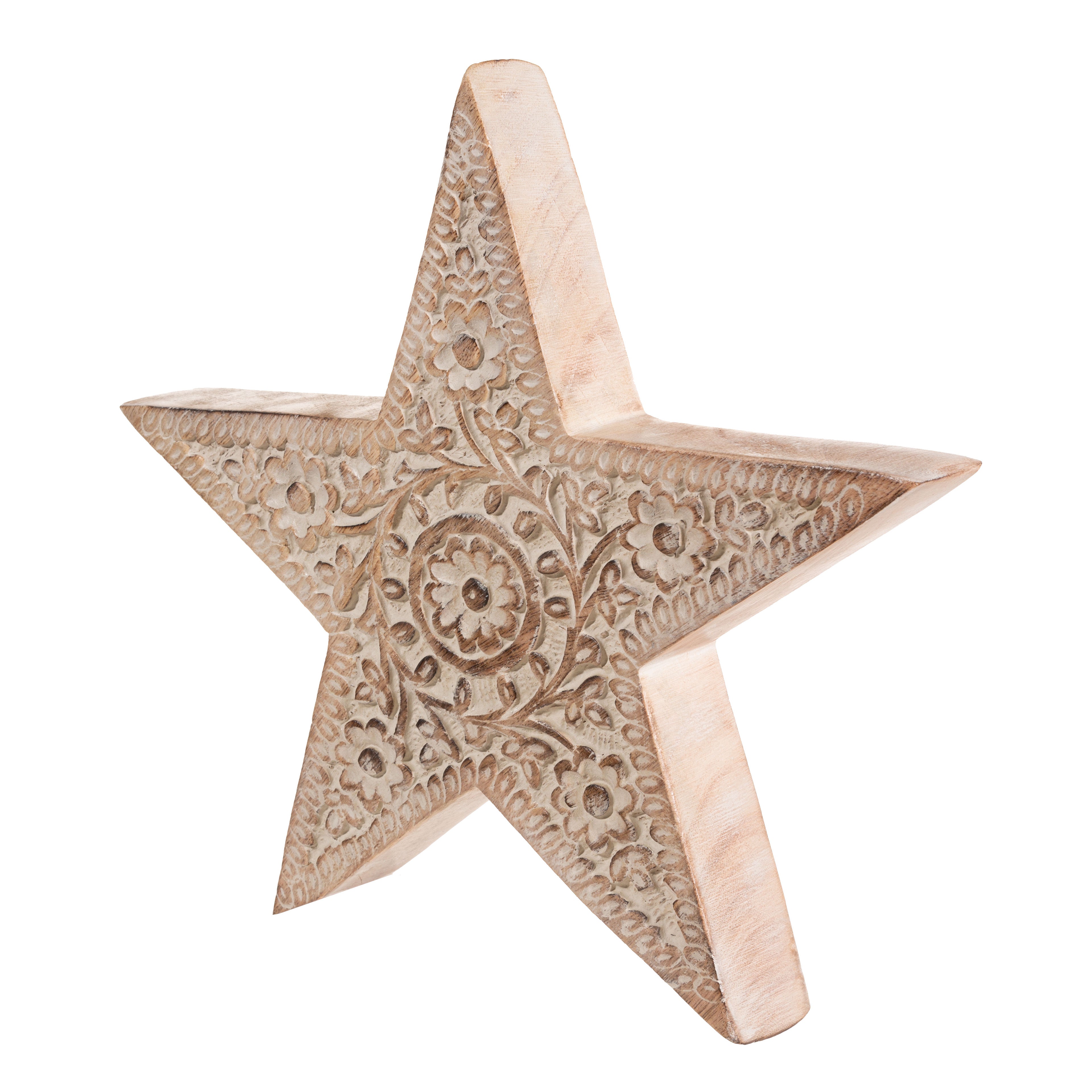 Handcarved Wooden Star Standing Decoration | Pines and Needles