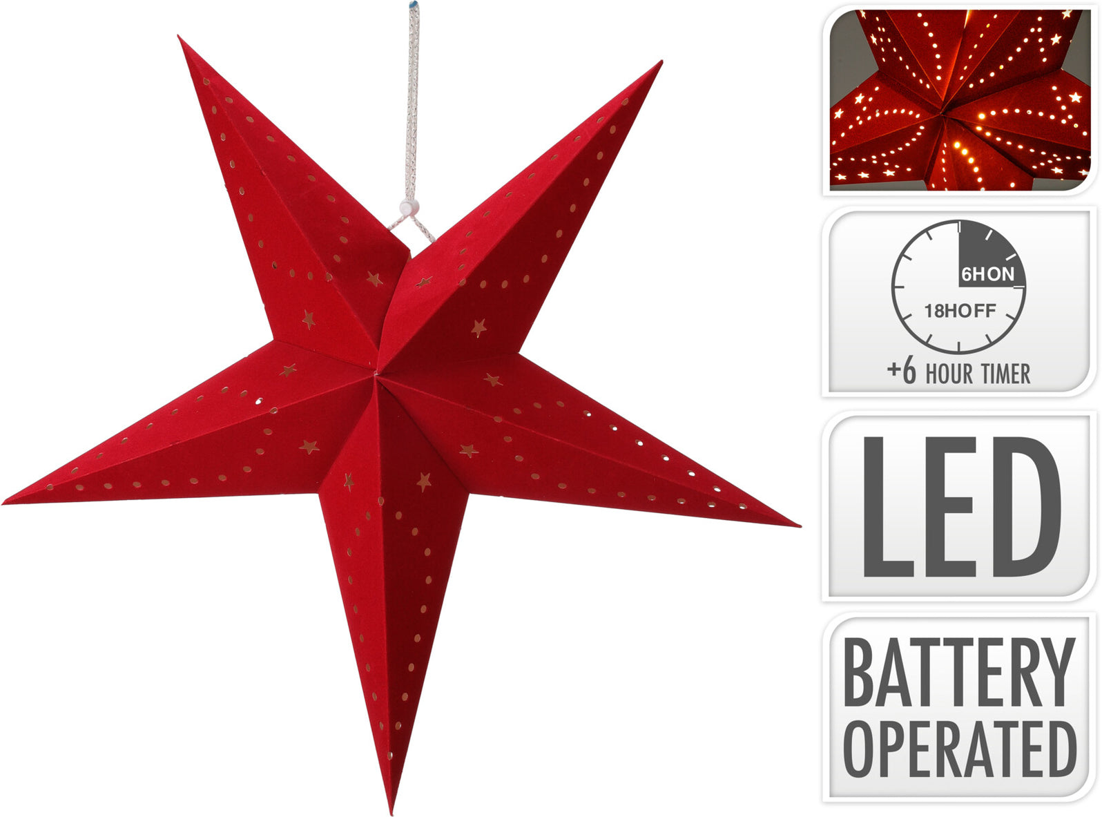 Red LED Paper Star 60cm | Pines and Needles