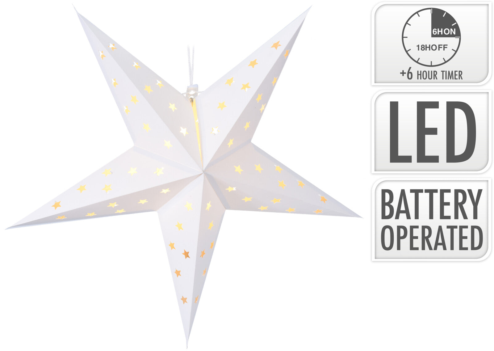 White Paper LED Star 60cm | Pines and Needles