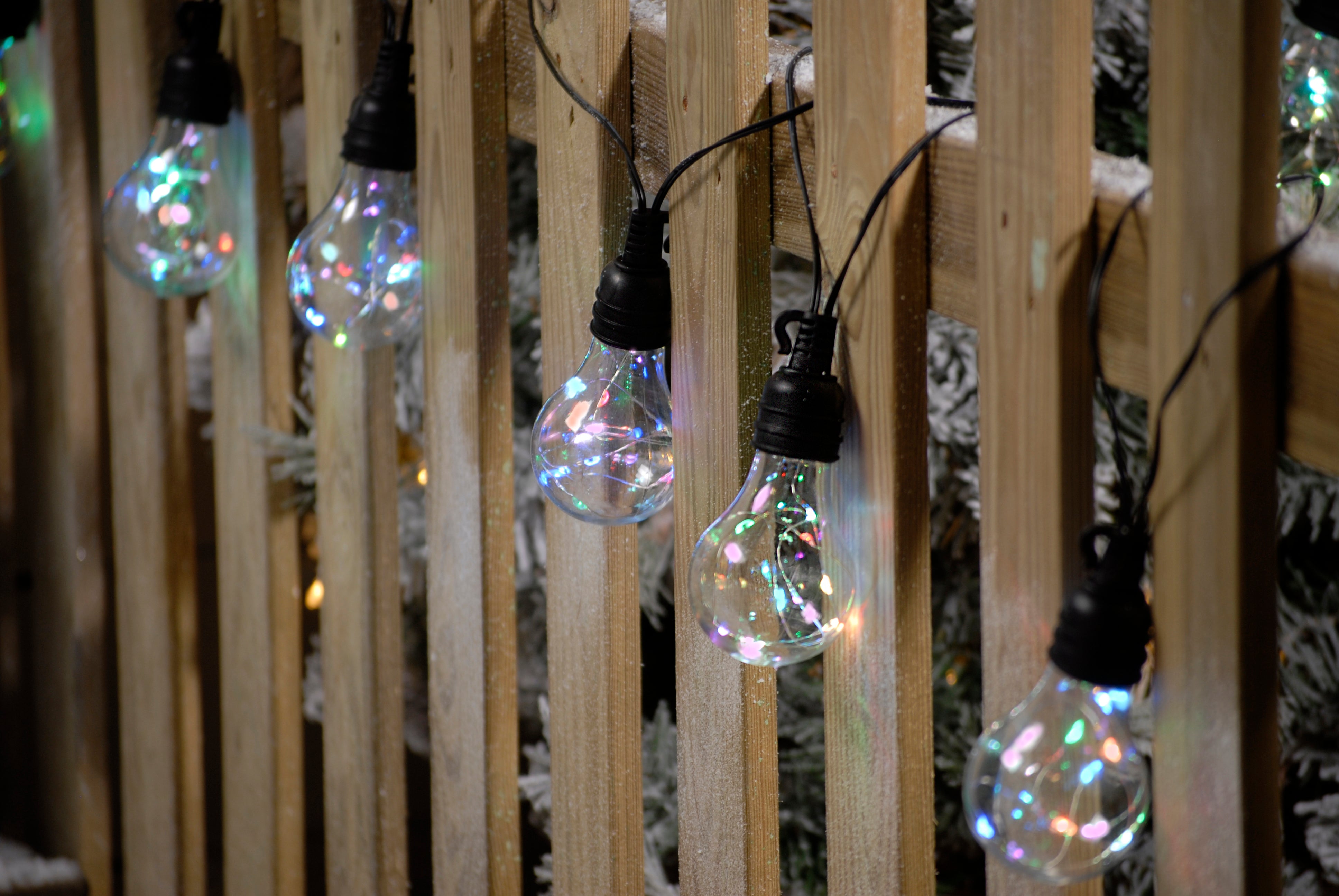 10 Twinkling Multicolour Bulb String Lights | Pines and Needles
