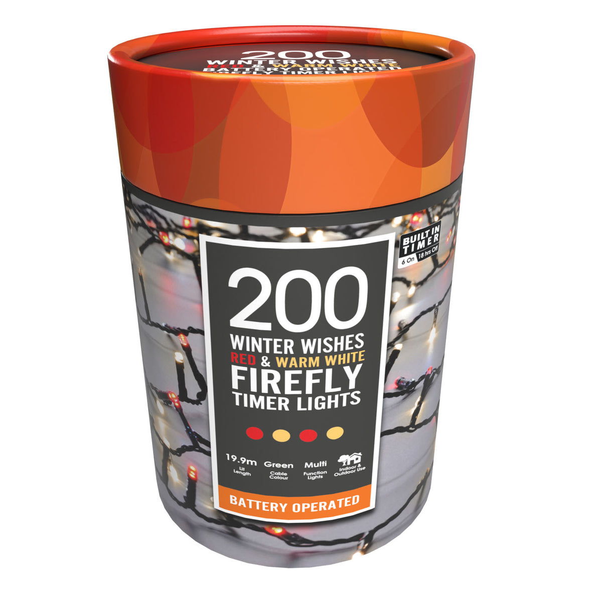 200 Firefly Red & Warm White Battery Lights | Pines and Needles