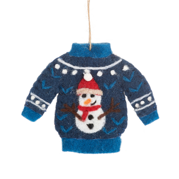 Blue Christmas Jumper Felt Decoration | Pines and Needles
