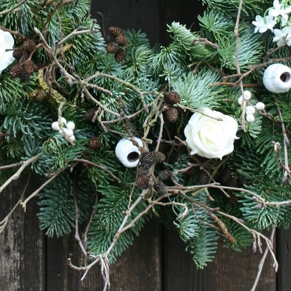 6ft White Floral Garland | Pines and Needles
